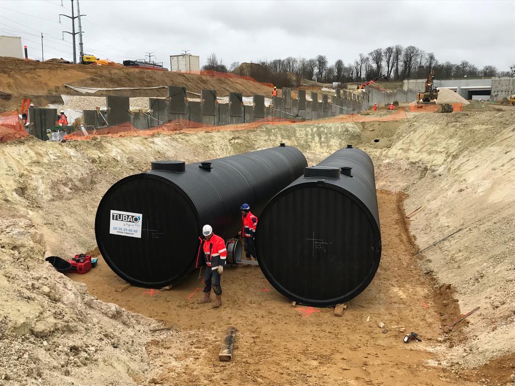 Bassin de rétention des eaux d'extinction incendie en PEHD WEHOLITE - Tubao